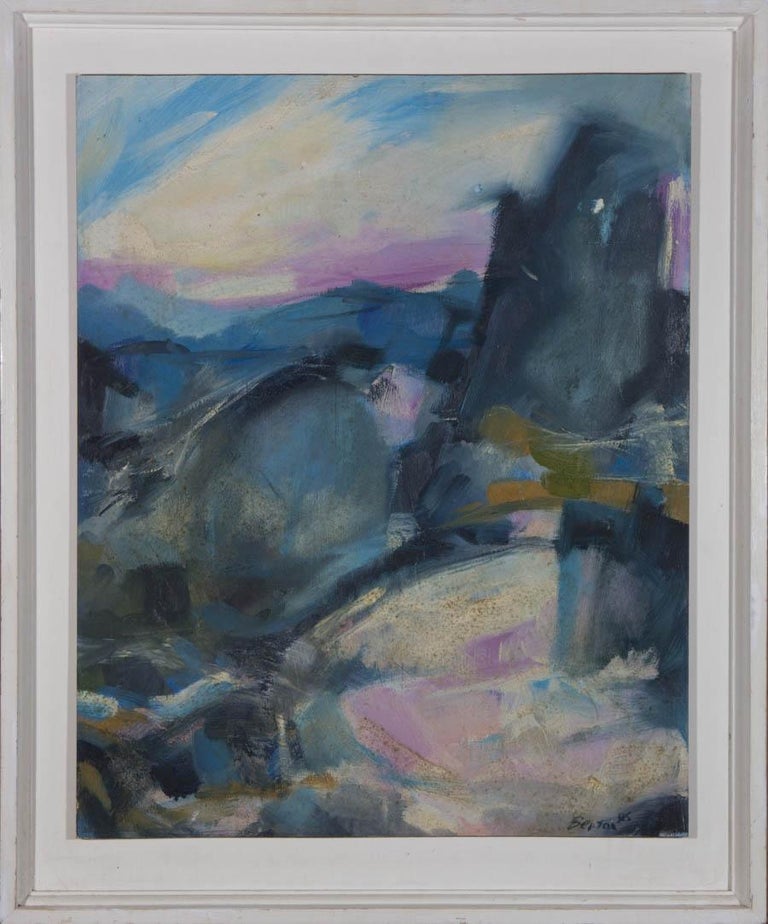 Beaton - Beaton - Framed 1985 Oil, Abstract Landscape For Sale at 1stDibs
