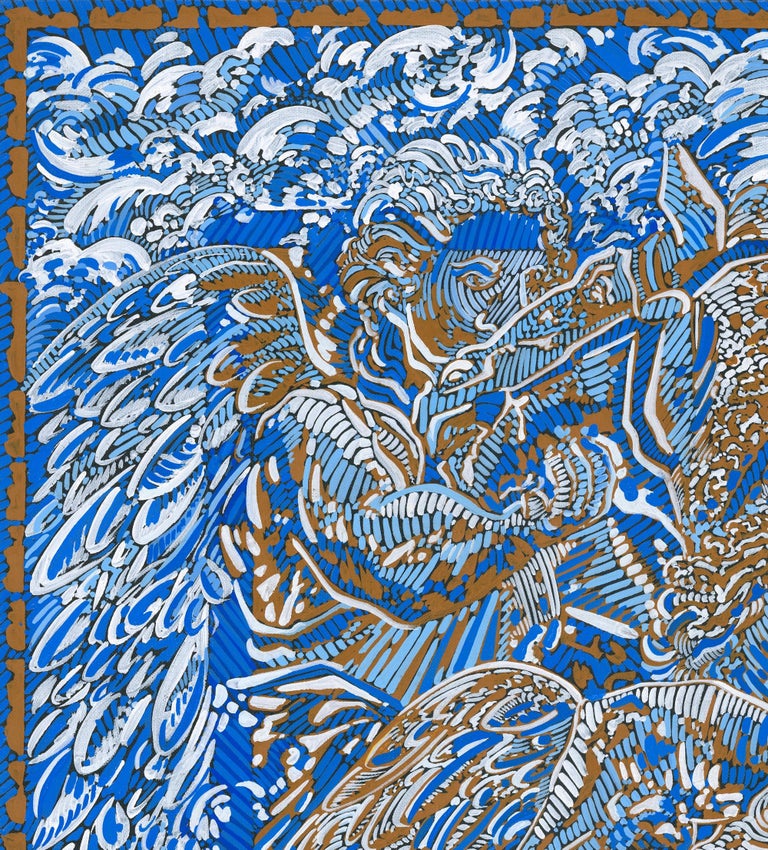 Béatrice Bescond - "The Horse's Kiss", Faun Angels Blue Acrylic ...