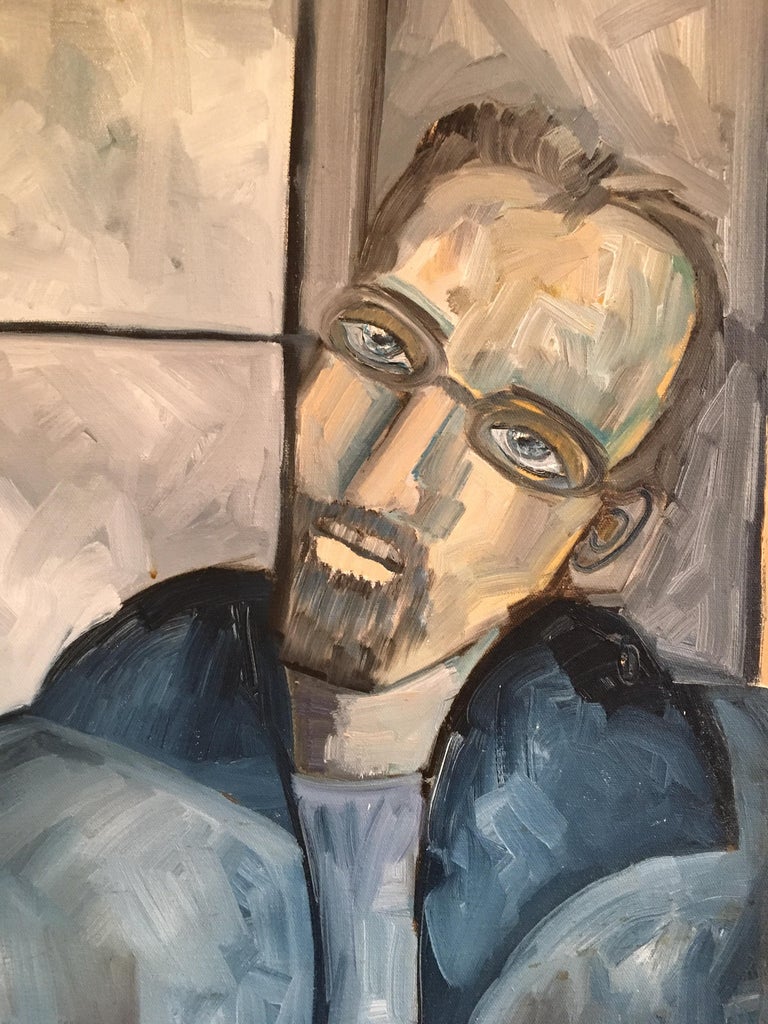 Beatrice Werlie - Stylish Man in Glasses, Portrait, Blue Colour ...