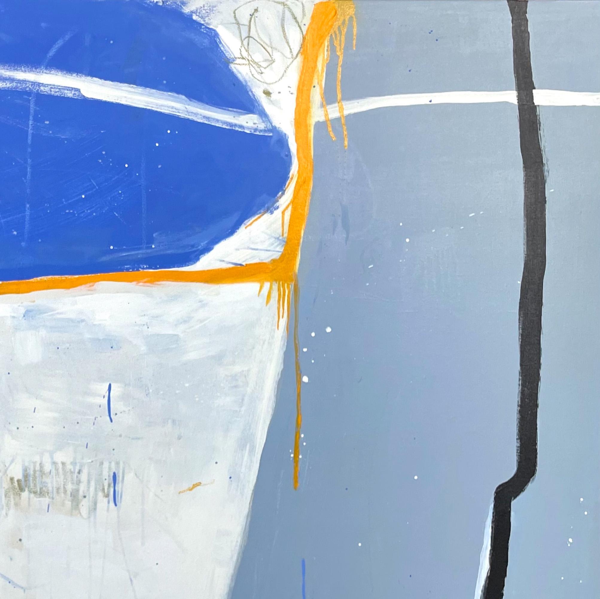 Beatriz Simón - "Blue Moment I" Playful Expressive Abstract Painting in ...