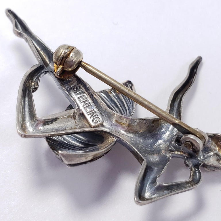 Beau Sterling Silver Dancing Ballerina Vintage Brooch Pin For Sale at ...