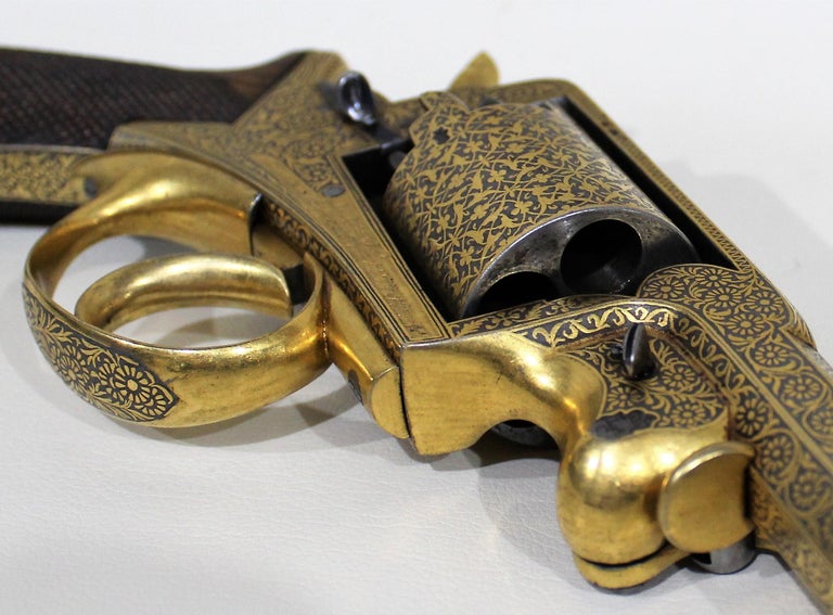 Beaumont-Adams Revolver with Gold Damascene Embellishment and Original ...