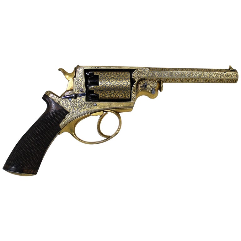 Beaumont-Adams Revolver with Gold Damascene Embellishment and Original ...