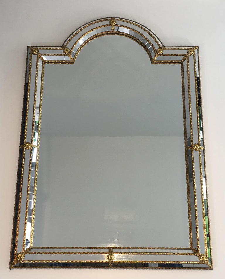 Beautiful Brass Garlands and Flowers and Mirror Faceted Mirror, French ...