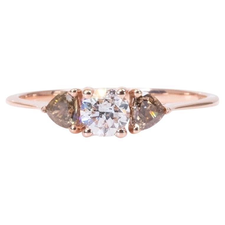 Beautiful 18k Rose Gold 3 Stone Ring with 0.56 ct Natural Diamonds, AIG ...