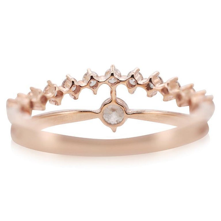 Beautiful 14k Rose Gold Crown Ring with 0.17 Ct Natural Diamonds For ...