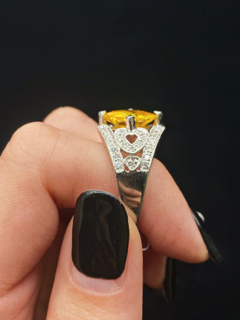 Customizable Beautiful 14k White Gold Citrine Cocktail Ring For Sale at ...