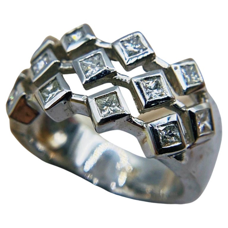 Customizable Beautiful 14K White Gold Diamond Cocktail Ring For Sale at ...