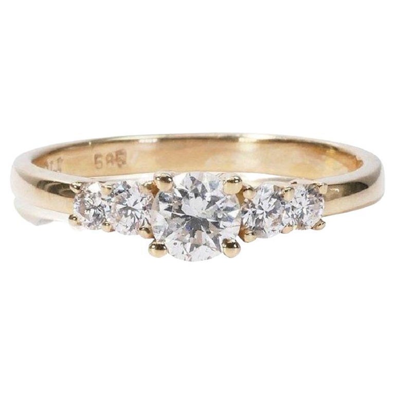 Beautiful 14k Yellow Gold Ring with 0.52 Total Ct Natural Diamonds, AIG ...