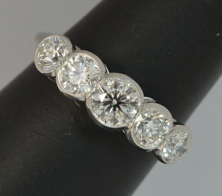 Beautiful 1.75 Carat Diamond Five-Stone Platinum Bezel Set Stack Ring ...