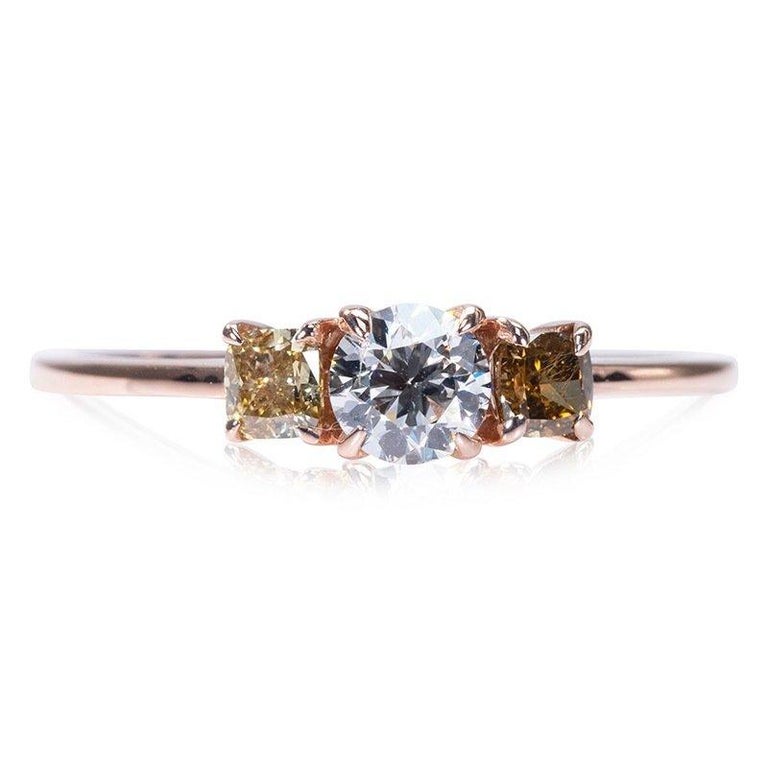 Beautiful 18k Rose Gold 3 Stone Ring with 0.56 ct Natural Diamonds, AIG ...