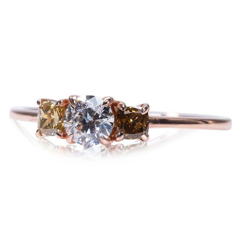 Beautiful 18k Rose Gold 3 Stone Ring with 0.56 ct Natural Diamonds, AIG ...