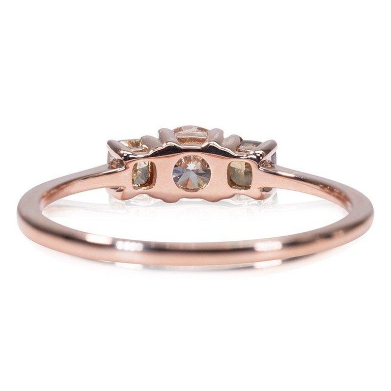 Beautiful 18k Rose Gold 3 Stone Ring with 0.56 ct Natural Diamonds, AIG ...