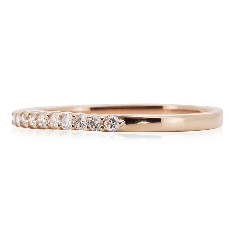 Beautiful 18k Rose Gold Band Ring with 0.11 Ct Natural Diamonds For ...
