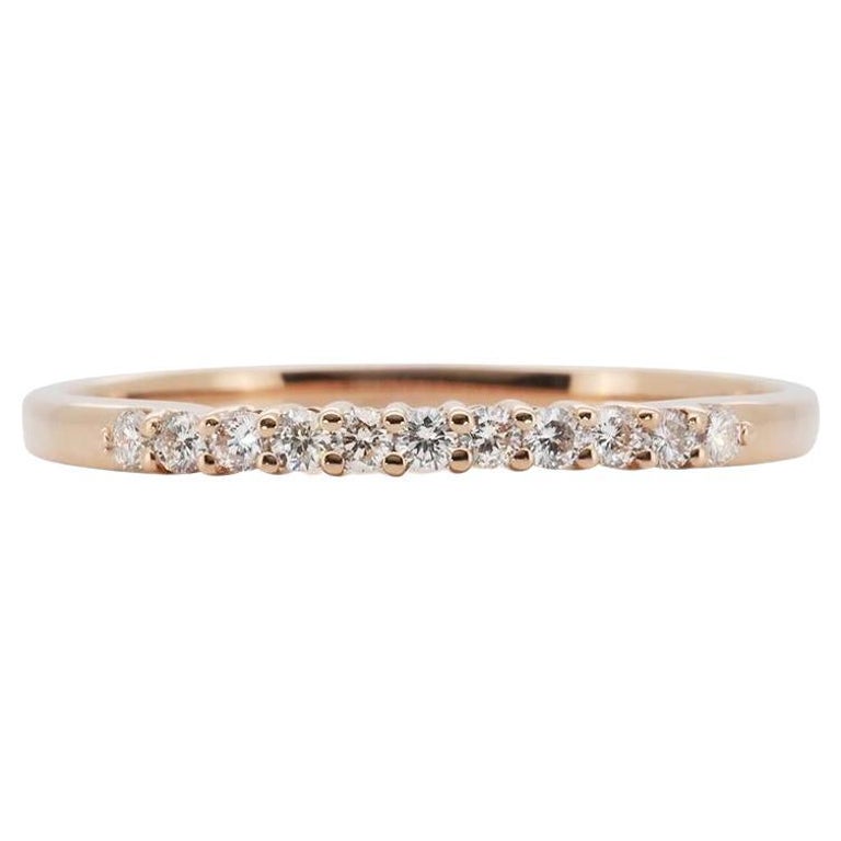 Beautiful 18k Rose Gold Band Ring with 0.11 Ct Natural Diamonds For ...
