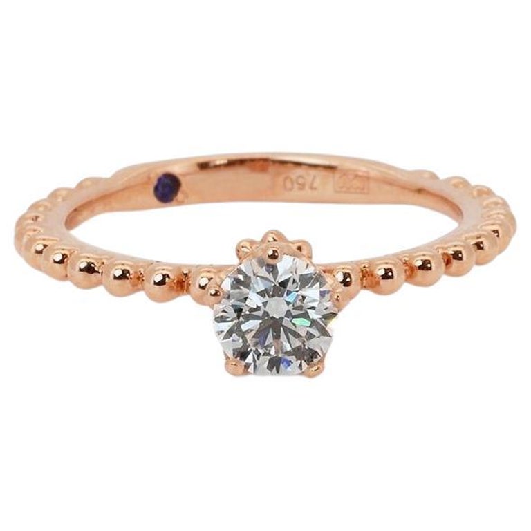 Beautiful 18k Rose Gold Solitaire Ring with 0.4ct Natural Diamond ...