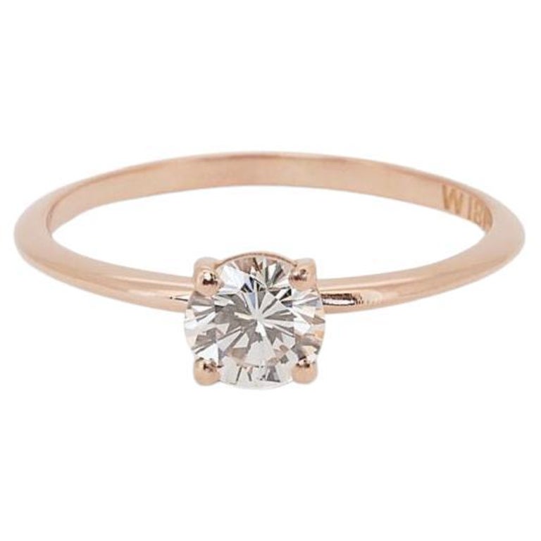 Beautiful 18k Rose Gold Solitaire Ring with 0.52 Ct Natural Diamond AIG ...