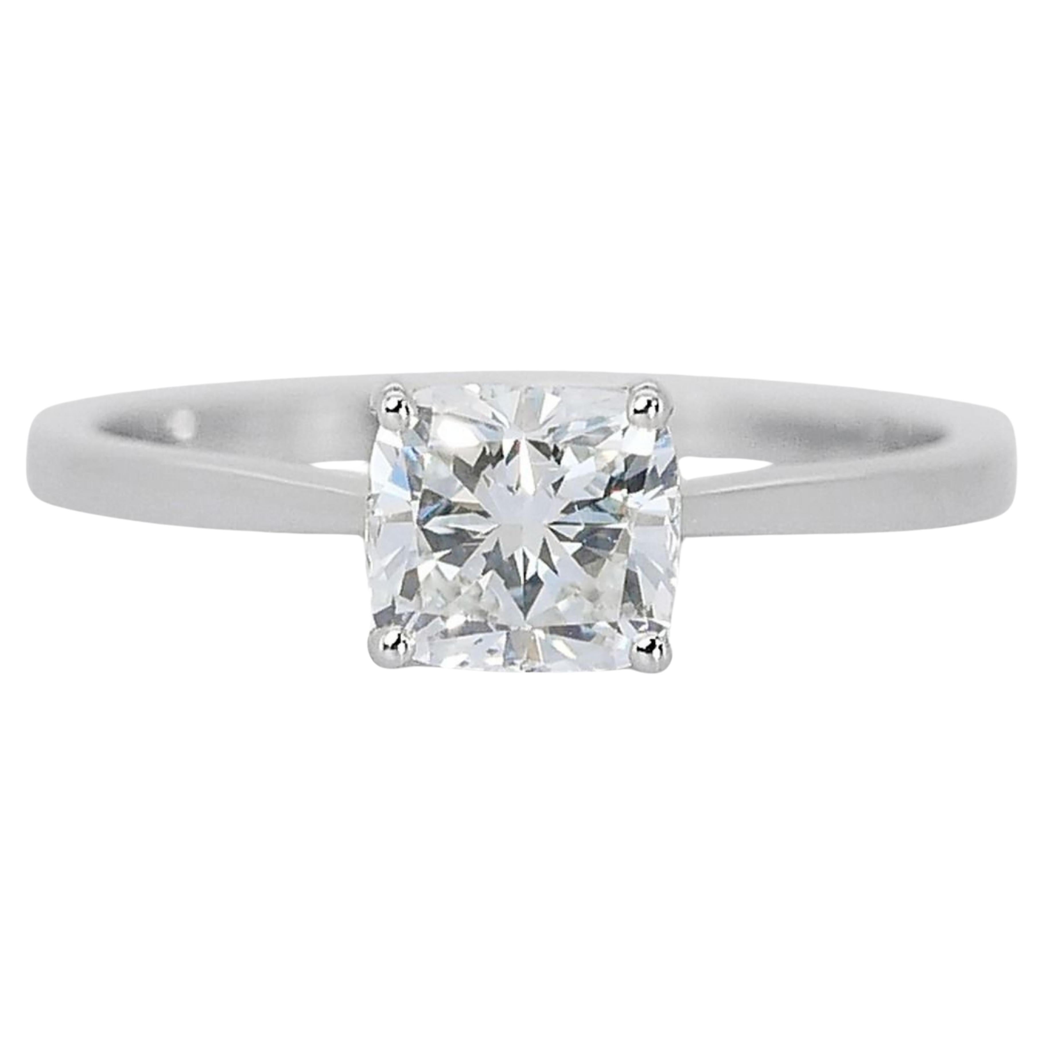 Beautiful 18k White Gold 1.01 ct. Cushion Modified Brilliant Solitaire ...