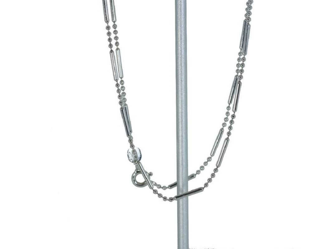 Sparkling 18K White Gold Long Chain For Sale at 1stDibs