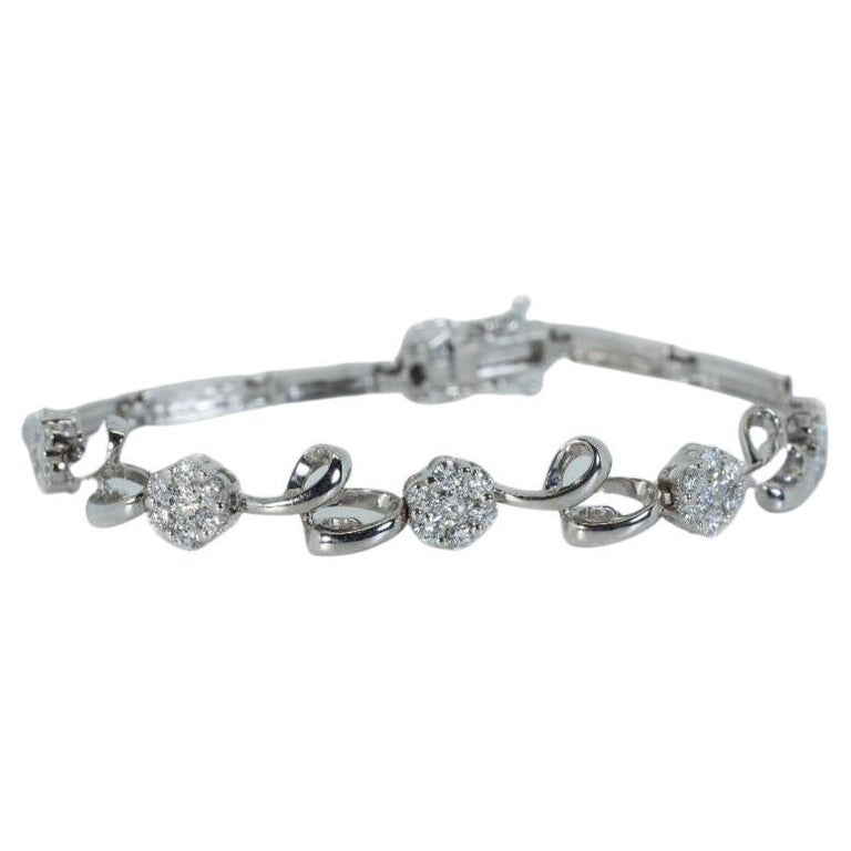 Beautiful 18K White Gold Diamond Bracelet with 0.70 Ct Natural Diamonds ...