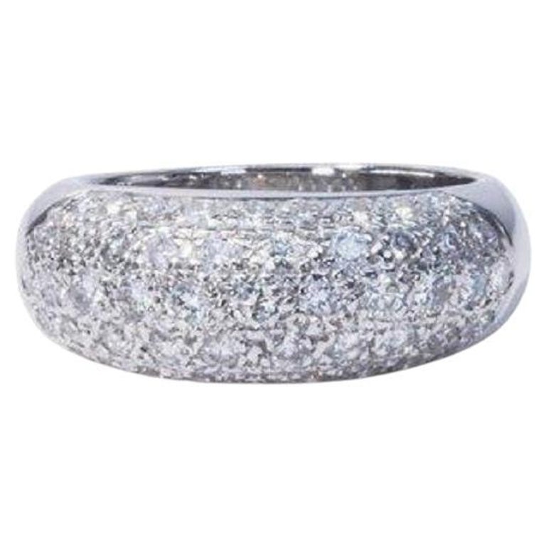 Beautiful 18K White Gold Dome Ring with 1 ct Natural Diamonds- IGI Certificate For Sale at 1stDibs