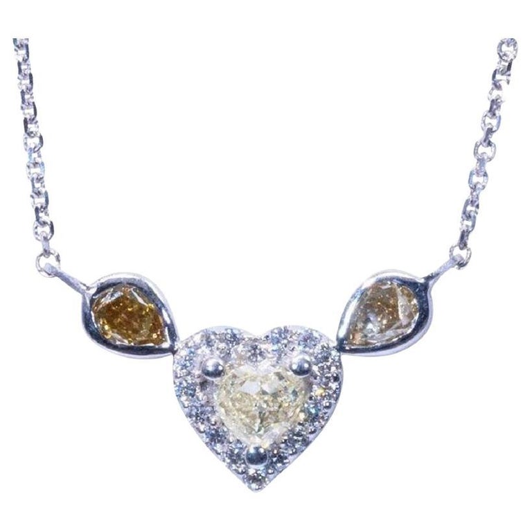 Schner Halo-Anhnger aus 18 Karat Weigold mit 0,45 Karat natrlichen ...