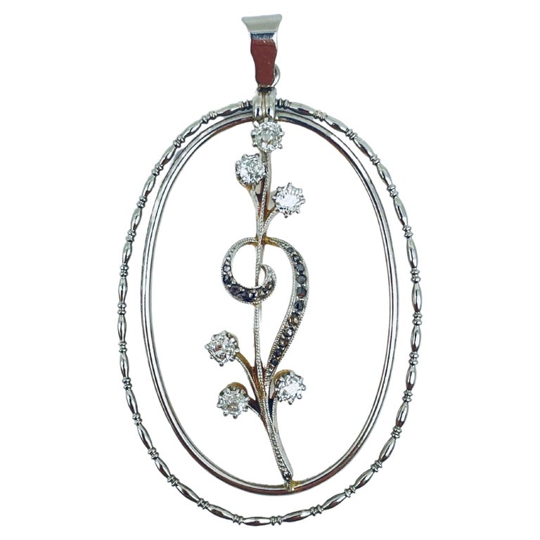 Beautiful 18k White Gold Pendant with 0.6 Carat Brilliants For Sale at ...