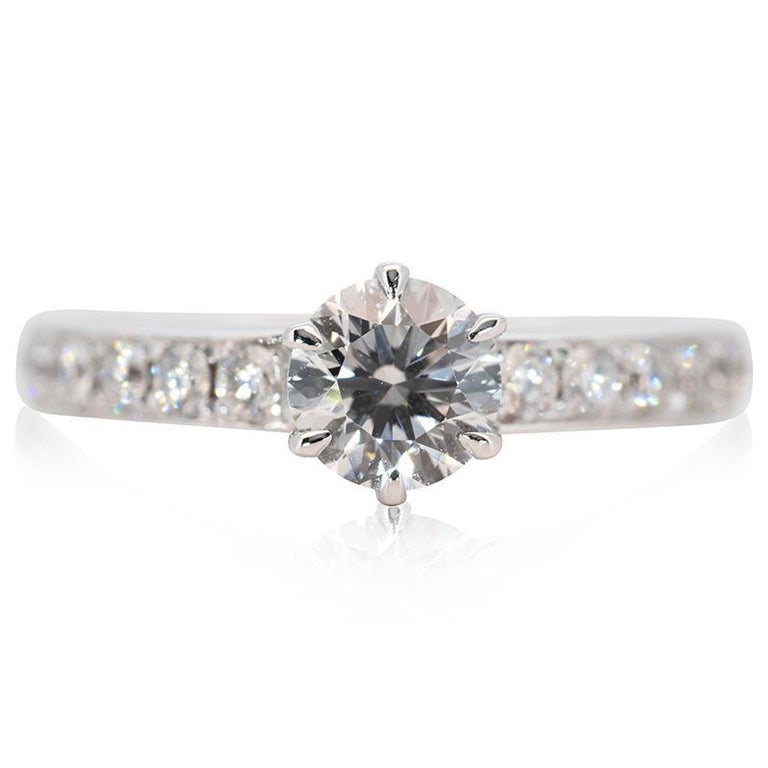 Beautiful 18K White Gold Ring with 0.95 ct Natural Diamonds- AGS ...
