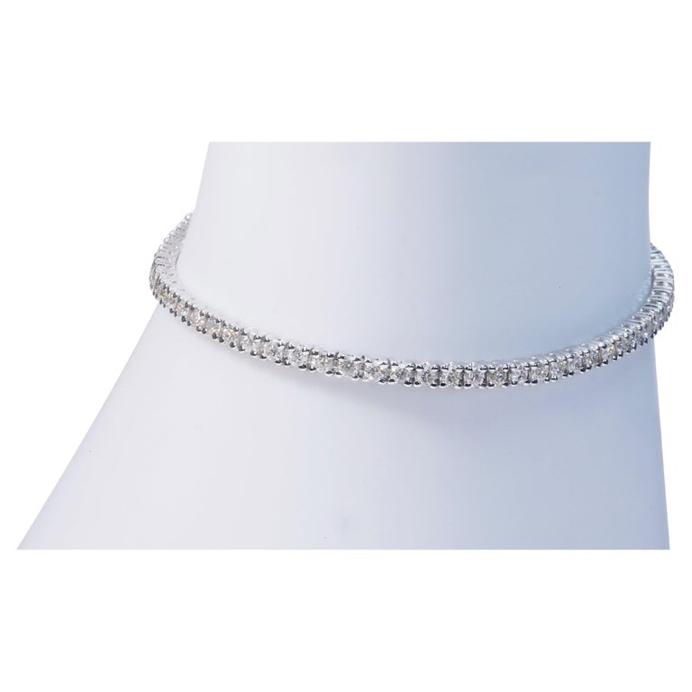 Beautiful 18K White Gold Tennis Bracelet with 1.40 Ct Natural Diamonds, IGI Cert at 1stDibs
