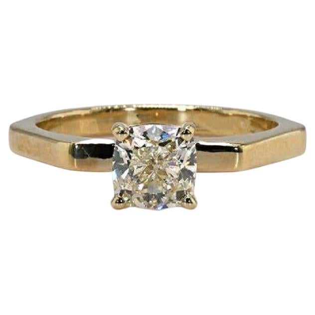 Classic 18K Yellow Gold Solitaire Ring with 1.18 ct Natural Diamond ...