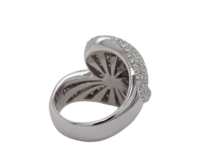 Beautiful 18kt White Gold Overlap Ring Pavé Set with Diamonds For Sale ...