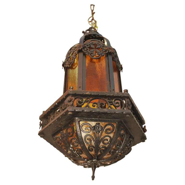 Beautiful 1920''s Cast Iron Lantern For Sale at 1stDibs