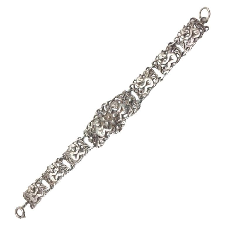 1940s Sterling Silver Filigree Bracelet at 1stDibs