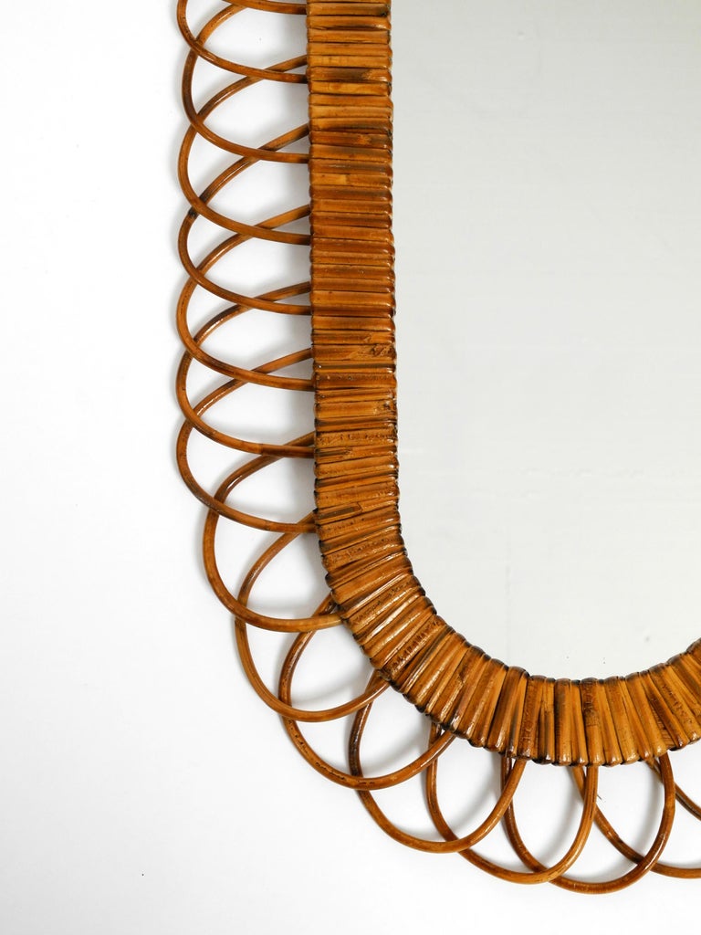 Beautiful 1960s Italian Oval Wall Mirror Made of Bamboo in a Loop ...