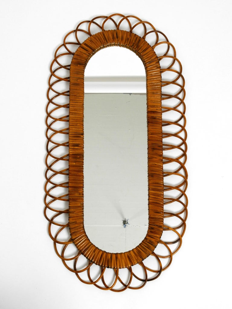 Beautiful 1960s Italian Oval Wall Mirror Made of Bamboo in a Loop ...