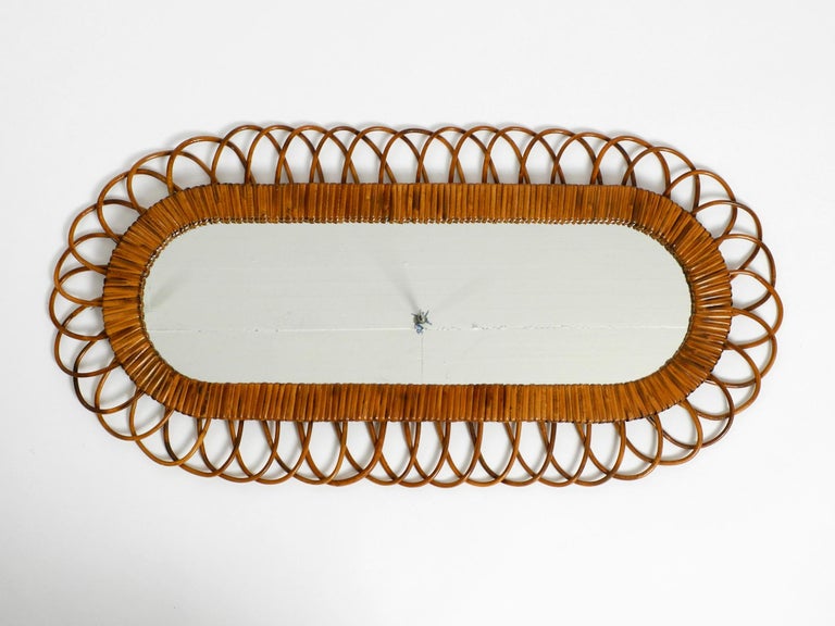 Beautiful 1960s Italian Oval Wall Mirror Made of Bamboo in a Loop ...