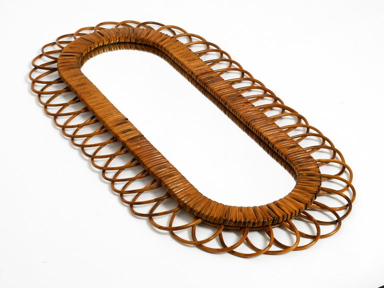 Beautiful 1960s Italian Oval Wall Mirror Made of Bamboo in a Loop ...