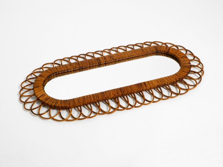 Beautiful 1960s Italian Oval Wall Mirror Made of Bamboo in a Loop ...