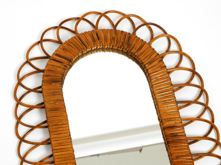 Beautiful 1960s Italian Oval Wall Mirror Made of Bamboo in a Loop ...