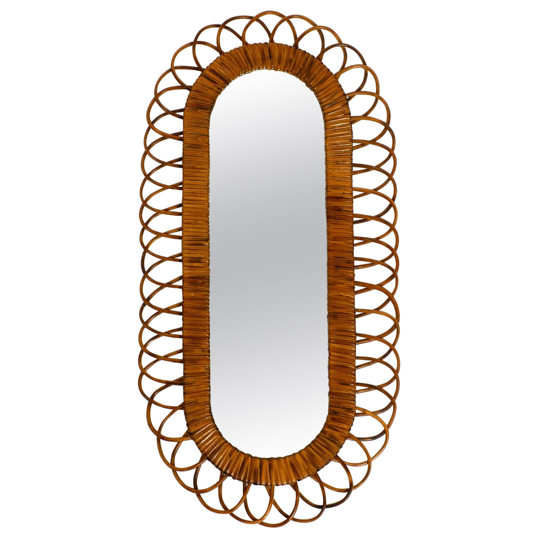 Beautiful 1960s Italian Oval Wall Mirror Made of Bamboo in a Loop ...