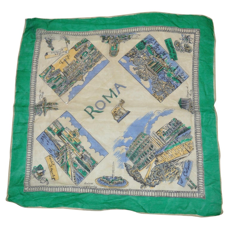 Beautiful Ancient Scenes of Rome Silk Scarf For Sale at 1stDibs