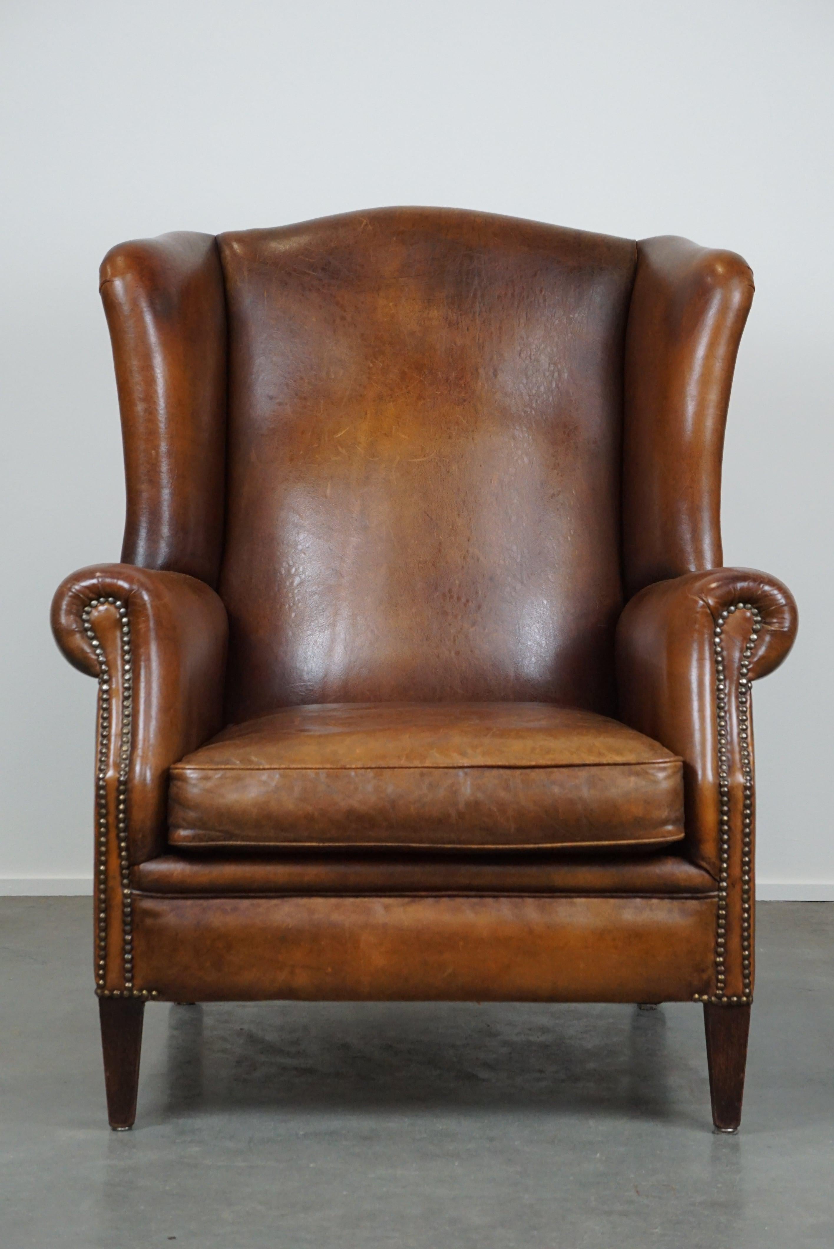 Beautiful and especially comfortable wingback chair made of sheepskin ...