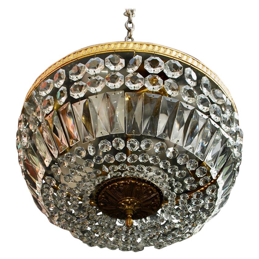 Elegant Small Crystal Italian Flush Mount Light For Sale at 1stDibs