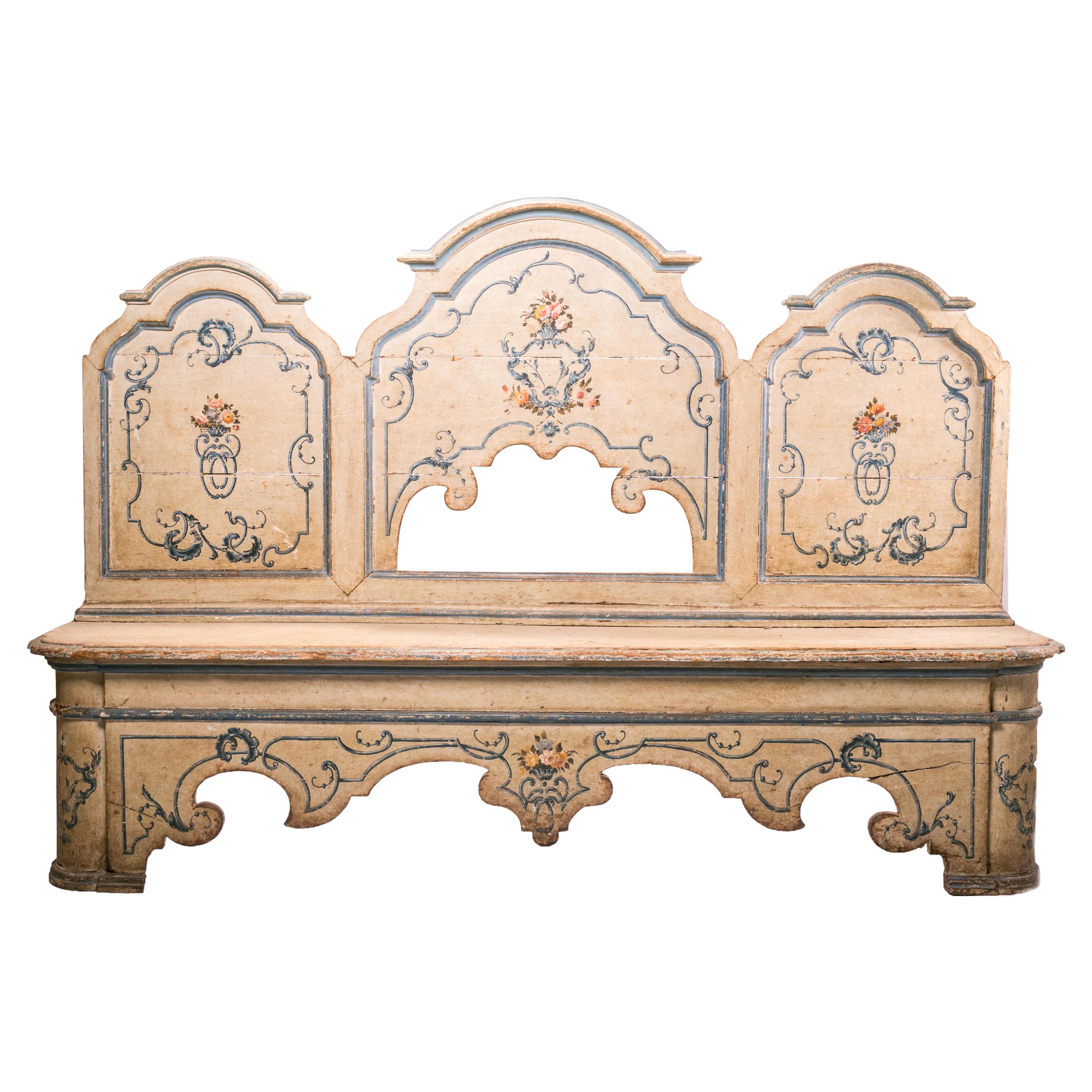 Beautiful Green Painted Bench at 1stDibs