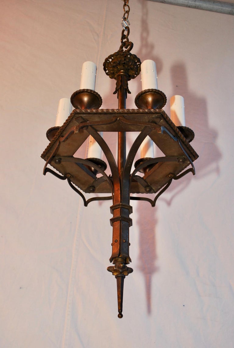 Beautiful and Sexy Small 1920s Bronze Chandelier For Sale at 1stDibs
