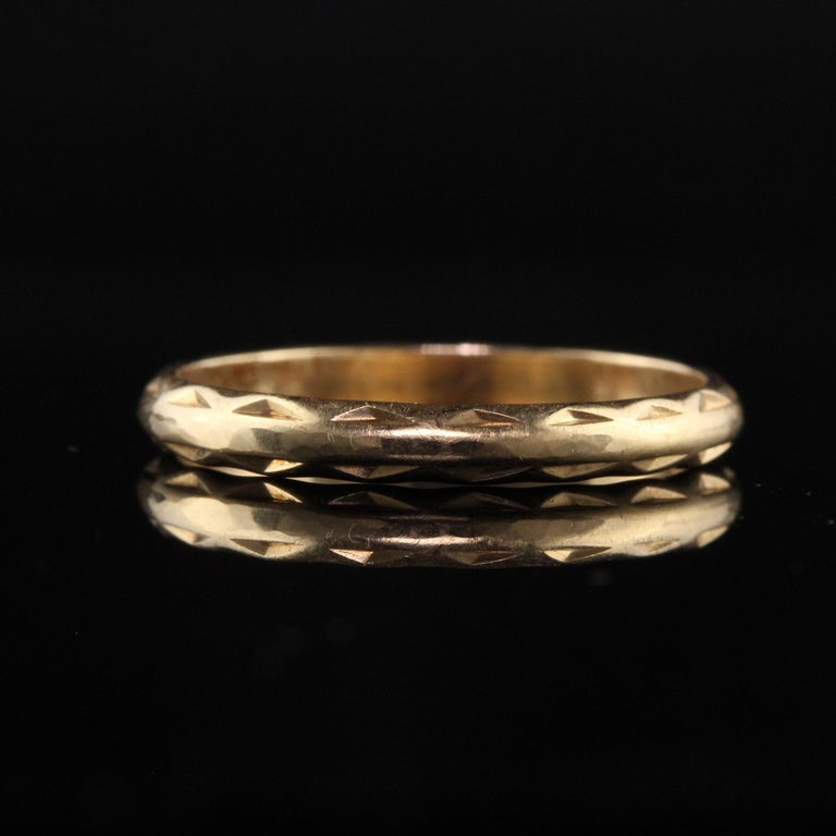 Beautiful Antique Art Deco 14K Yellow Gold Engraved Wedding Band, This ...