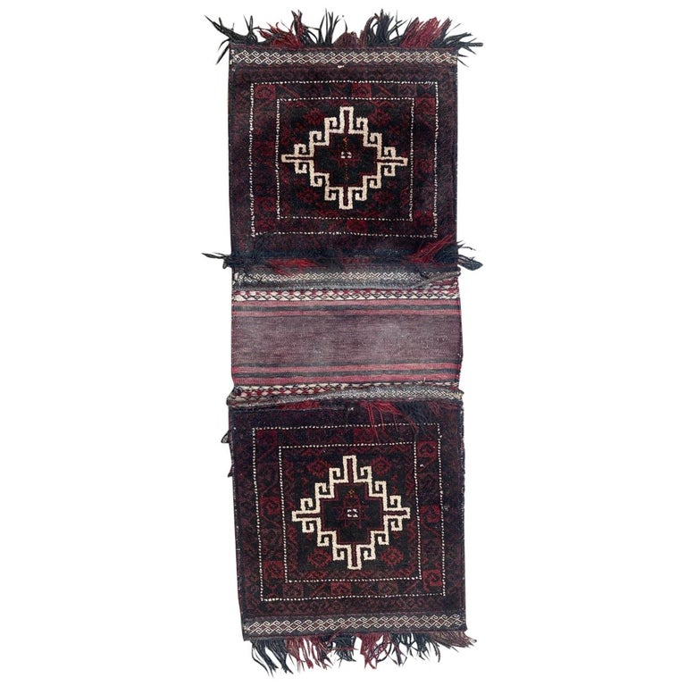 Beautiful Antique Double Bag Face Rug For Sale at 1stDibs