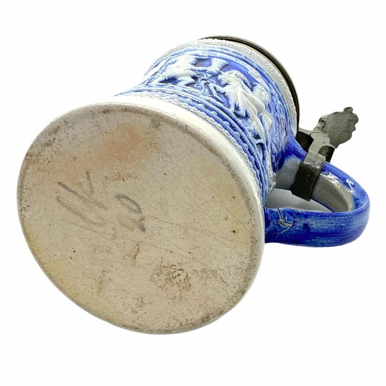 Beautiful Antique Germany Lidded Beer Stein Westerwald Salt Glazed ...