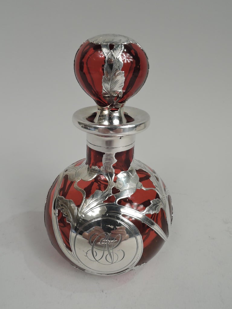 Beautiful Antique Gorham Classical Red Silver Overlay Perfume For Sale ...