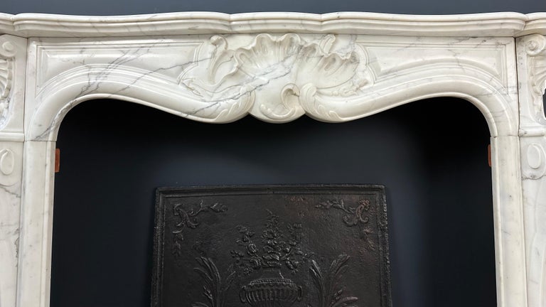 Beautiful Antique Rococo Front Fireplace White Marble For Sale at 1stDibs